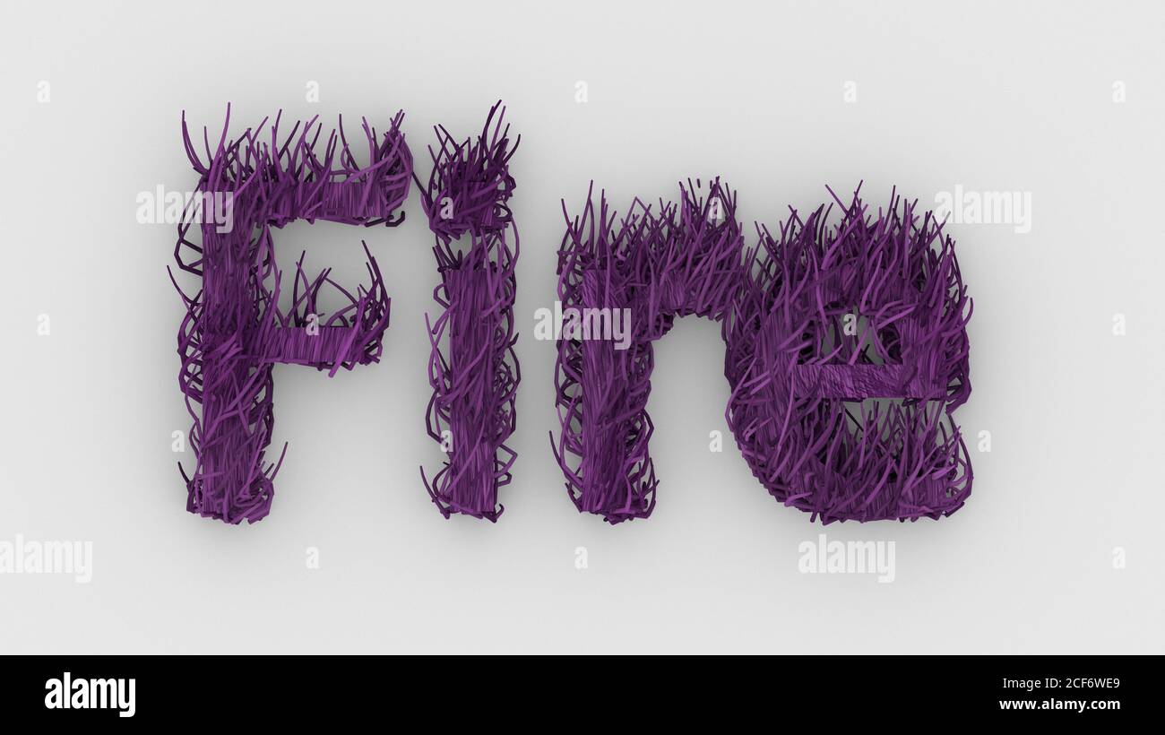 Fire - purple word 3d isolated on white background, render illustration ...