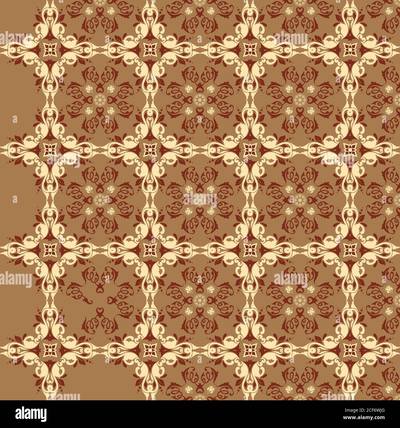 Indonesian Simple batik design with flower motif and seamless brown ...