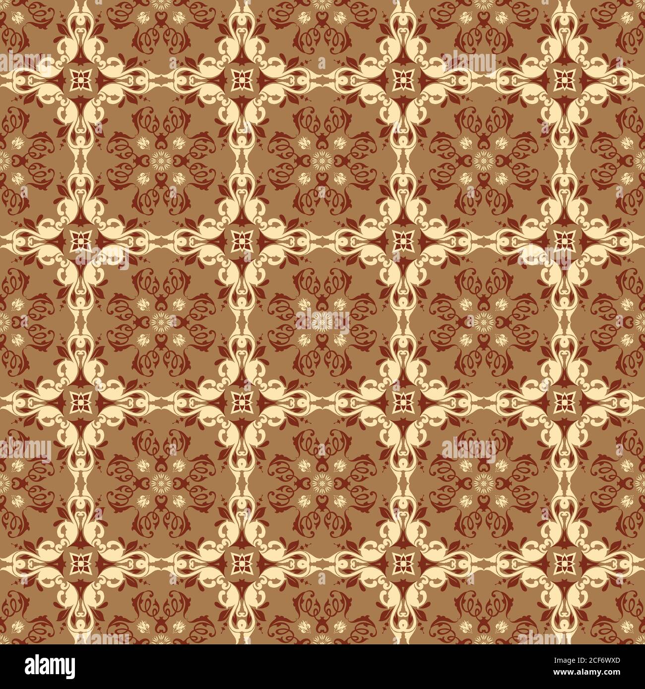 Indonesian Simple batik design with flower motif and seamless brown ...