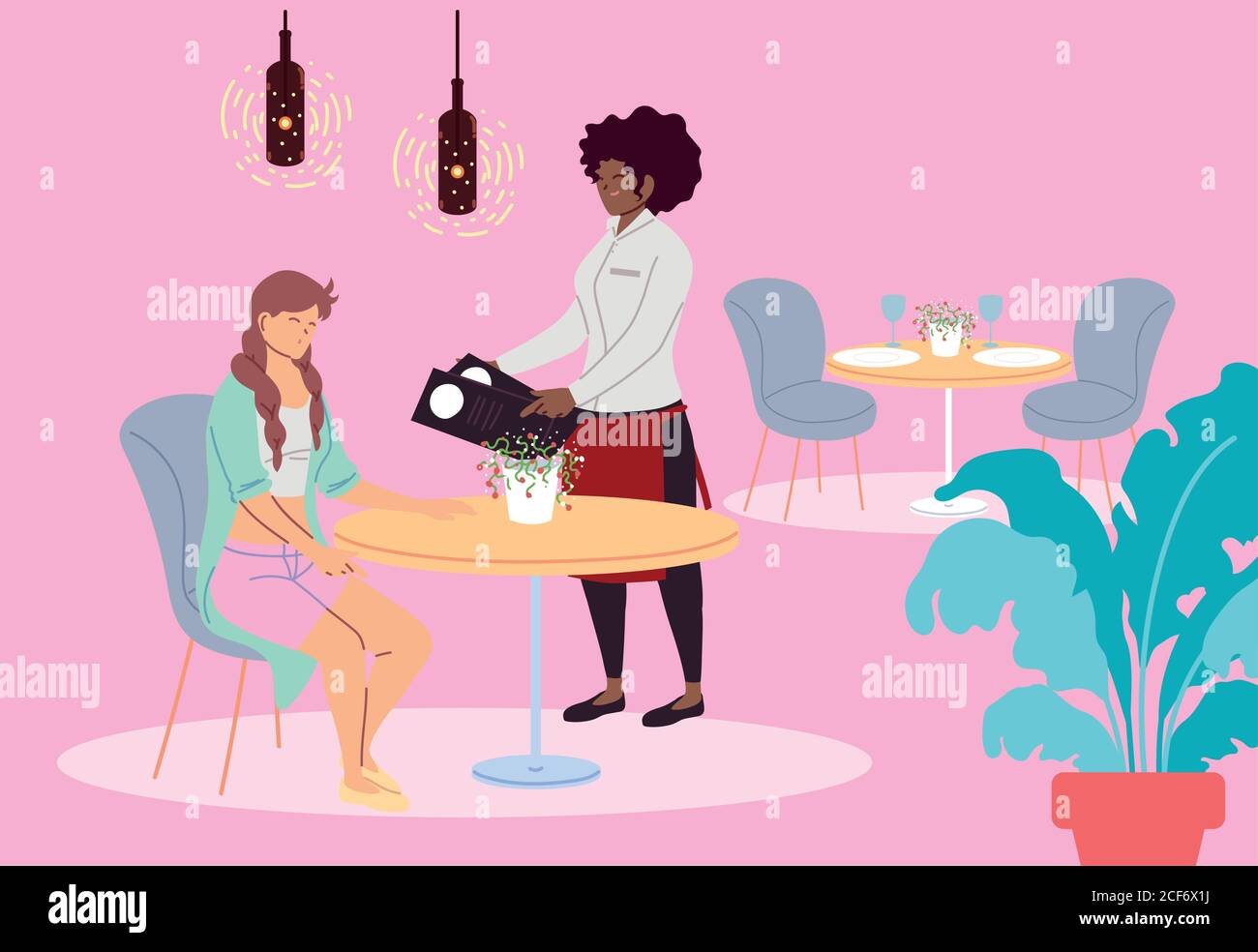 Waiter taking order restaurant table Stock Vector Images - Alamy