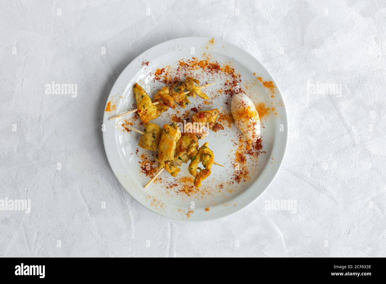 Homemade Moorish skewers with rice of meat with spices. Typical ...