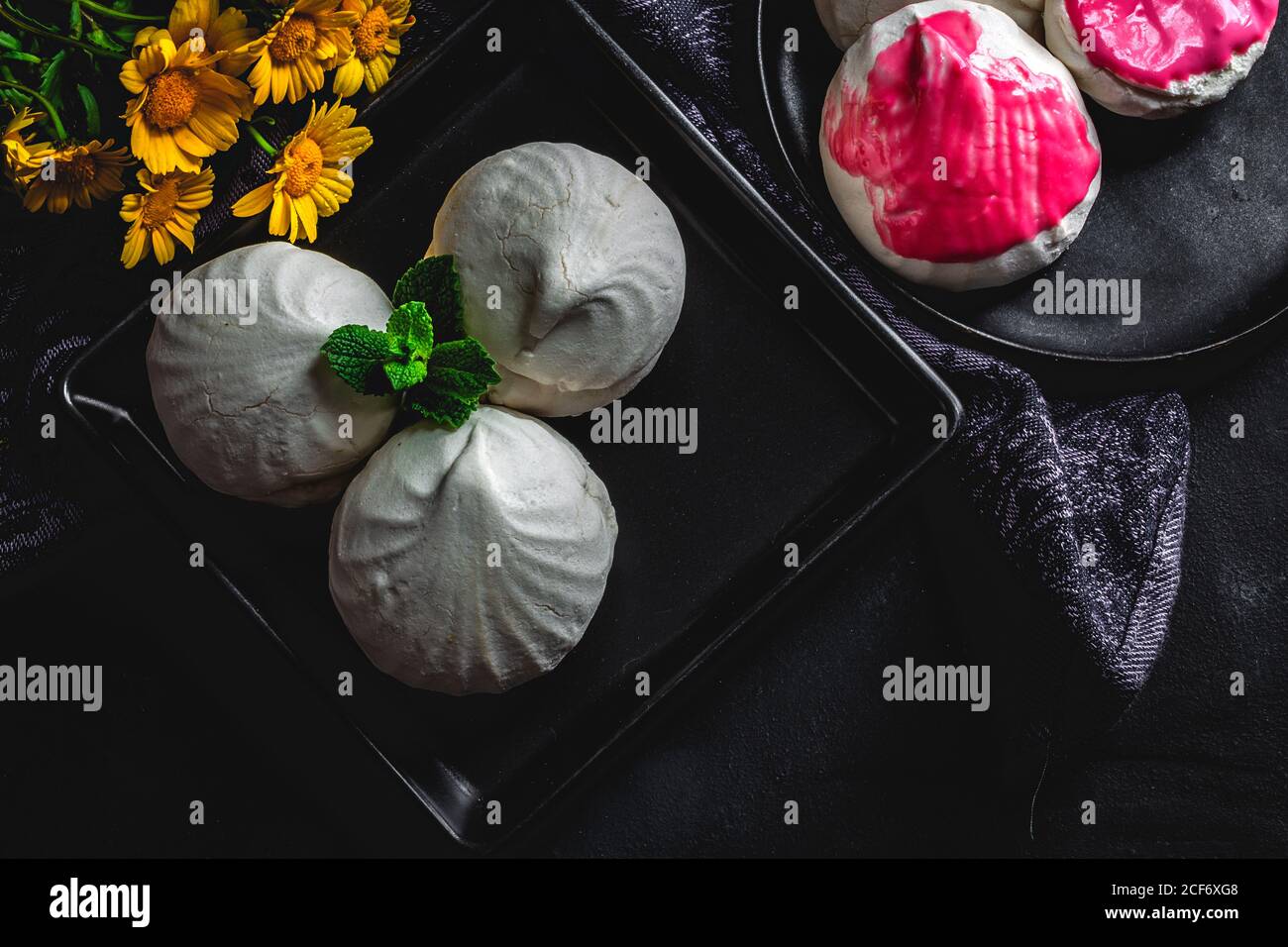 From above top view homemade white Zefir or Zephyr, Russian traditional ...