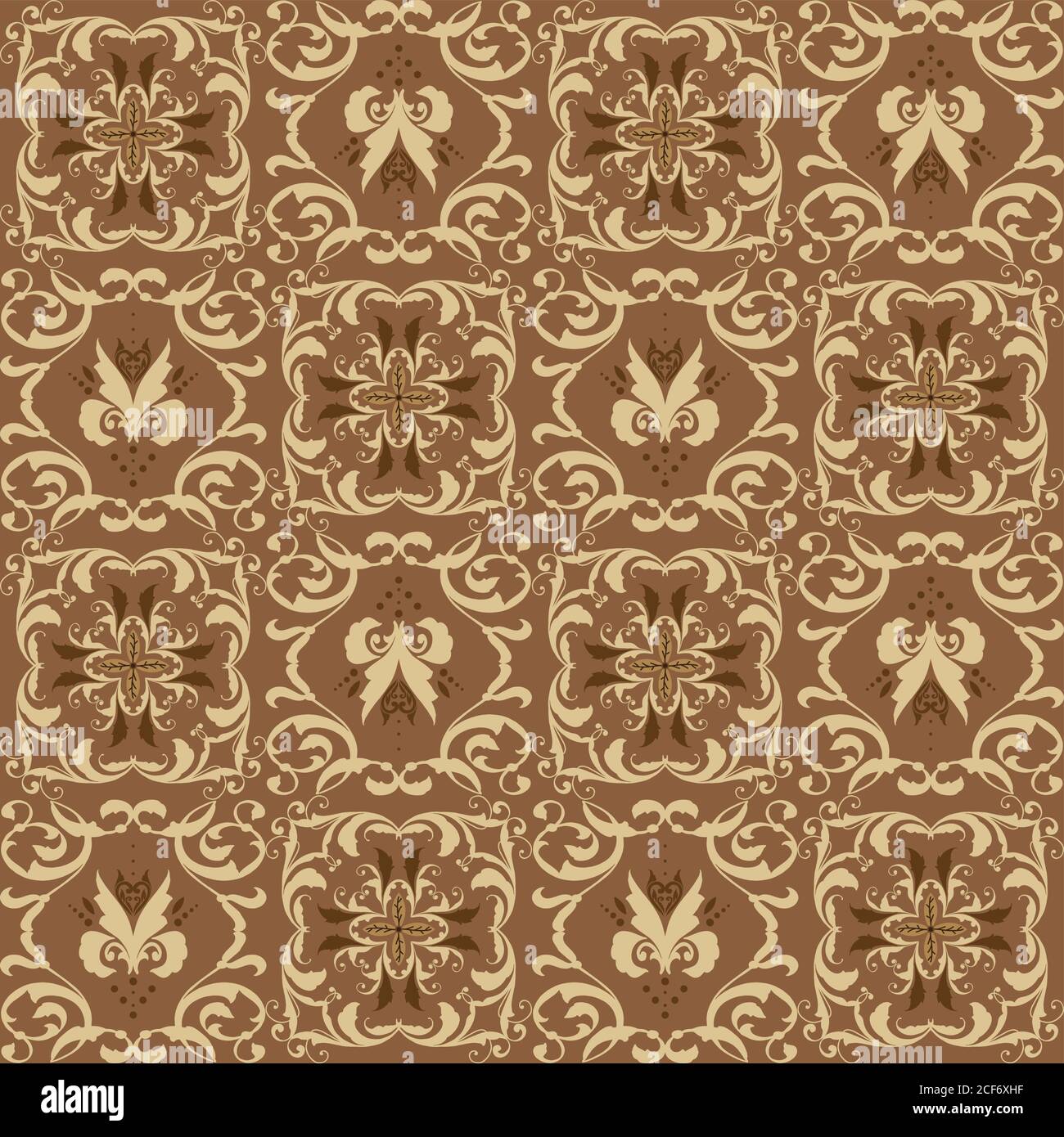 Simple Jepara batik flower pattern with of seamless mocca color design ...