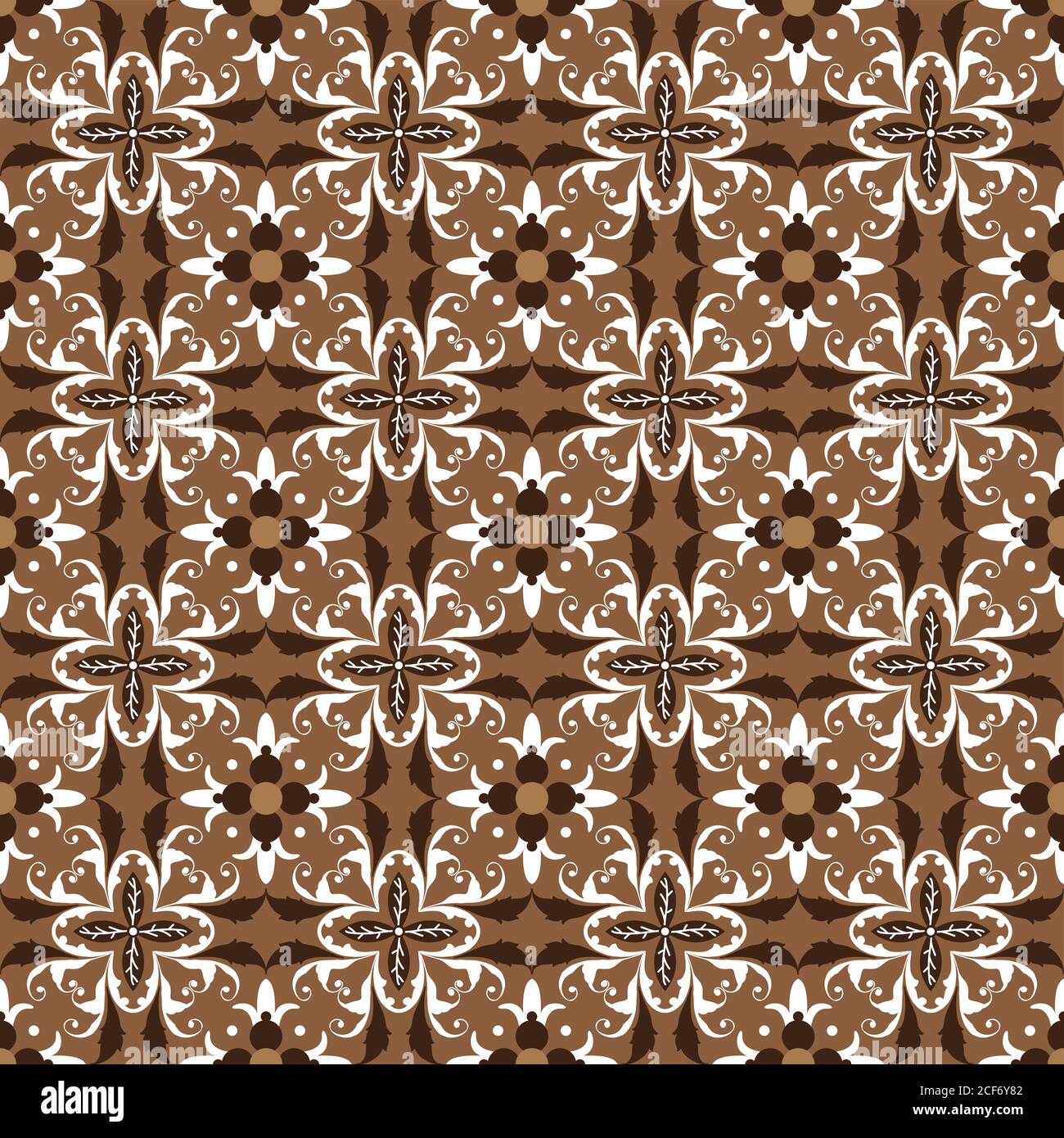 Unique floral pattern on Solo batik with elegant brown color design ...