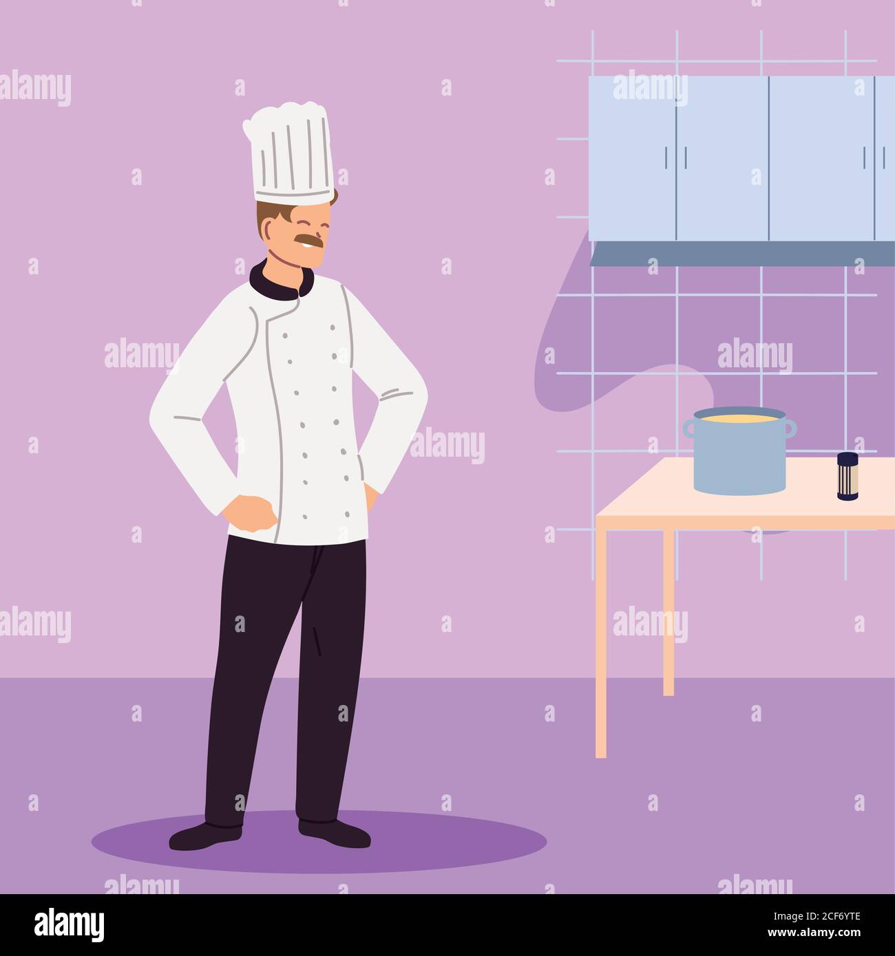 man chef in restaurant kitchen vector illustration design Stock Vector ...