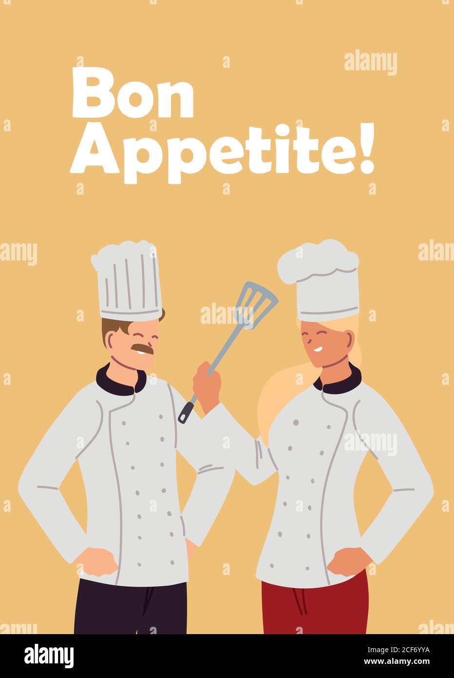 couple chefs with uniform and elements de kitchen vector illustration ...