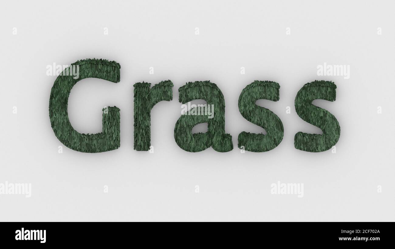 Grass - 3d word green on white background. fresh Grass letters isolated ...