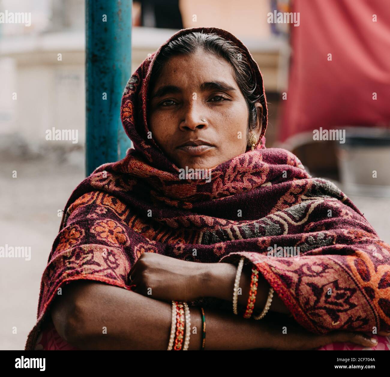 Allahabad city, India - FEBRUARY, 2018: Close-up portrait of hindu ...