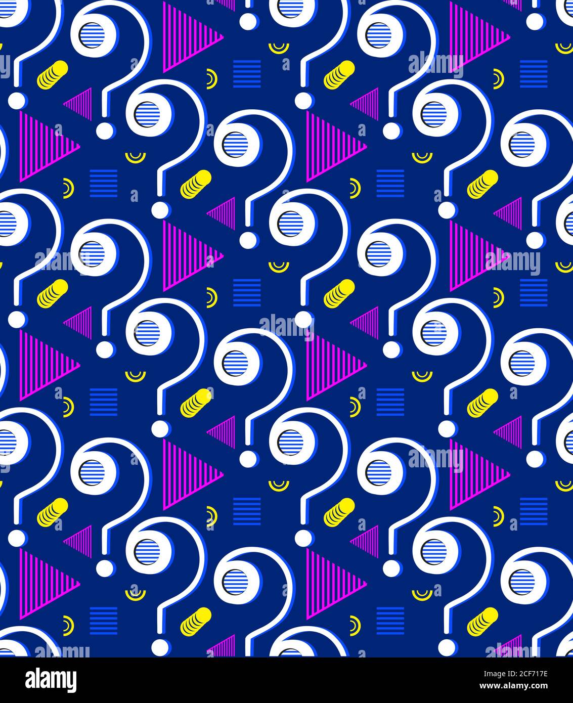 Question marks. blue seamless pattern. Colorful geometry Vector ...
