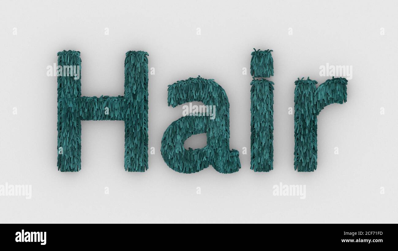 Hair - 3d word azure on white background. render furry letters ...