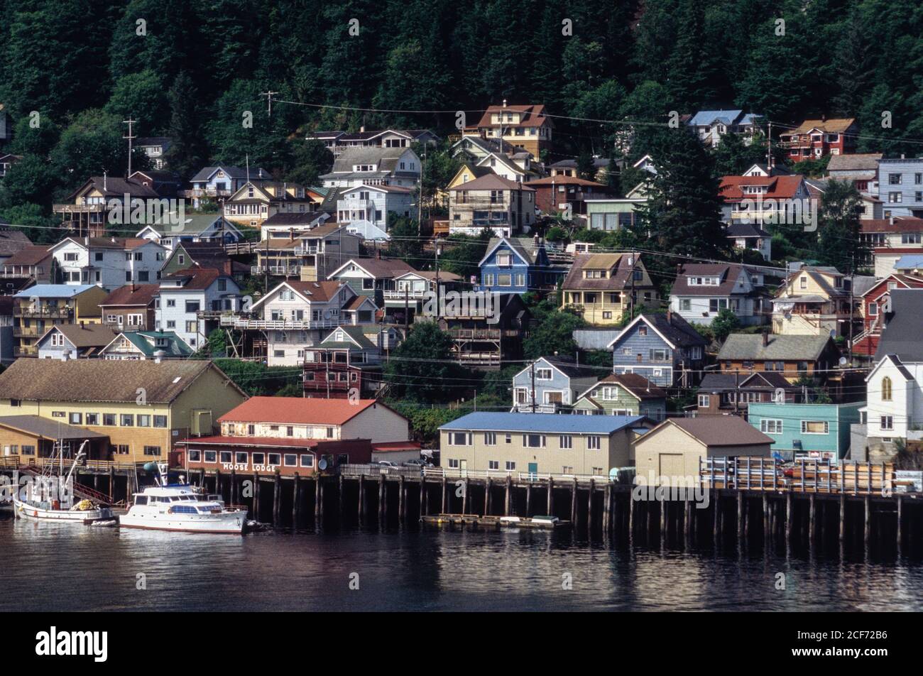 Summer View of Ketchikan Waterfront and Houses, Alaska, USA ...