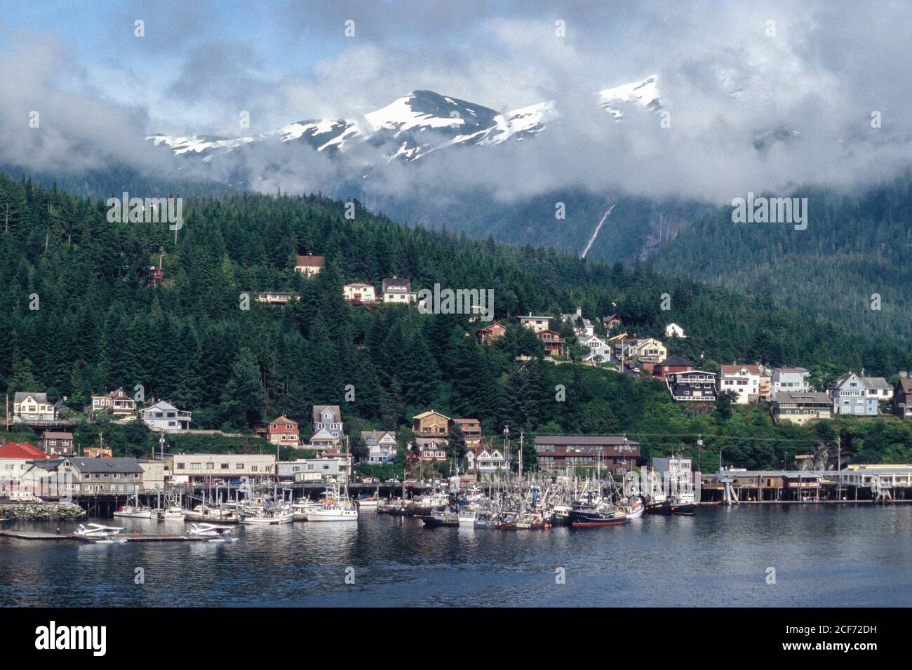 Summer View of Ketchikan Waterfront and Houses, Alaska, USA ...