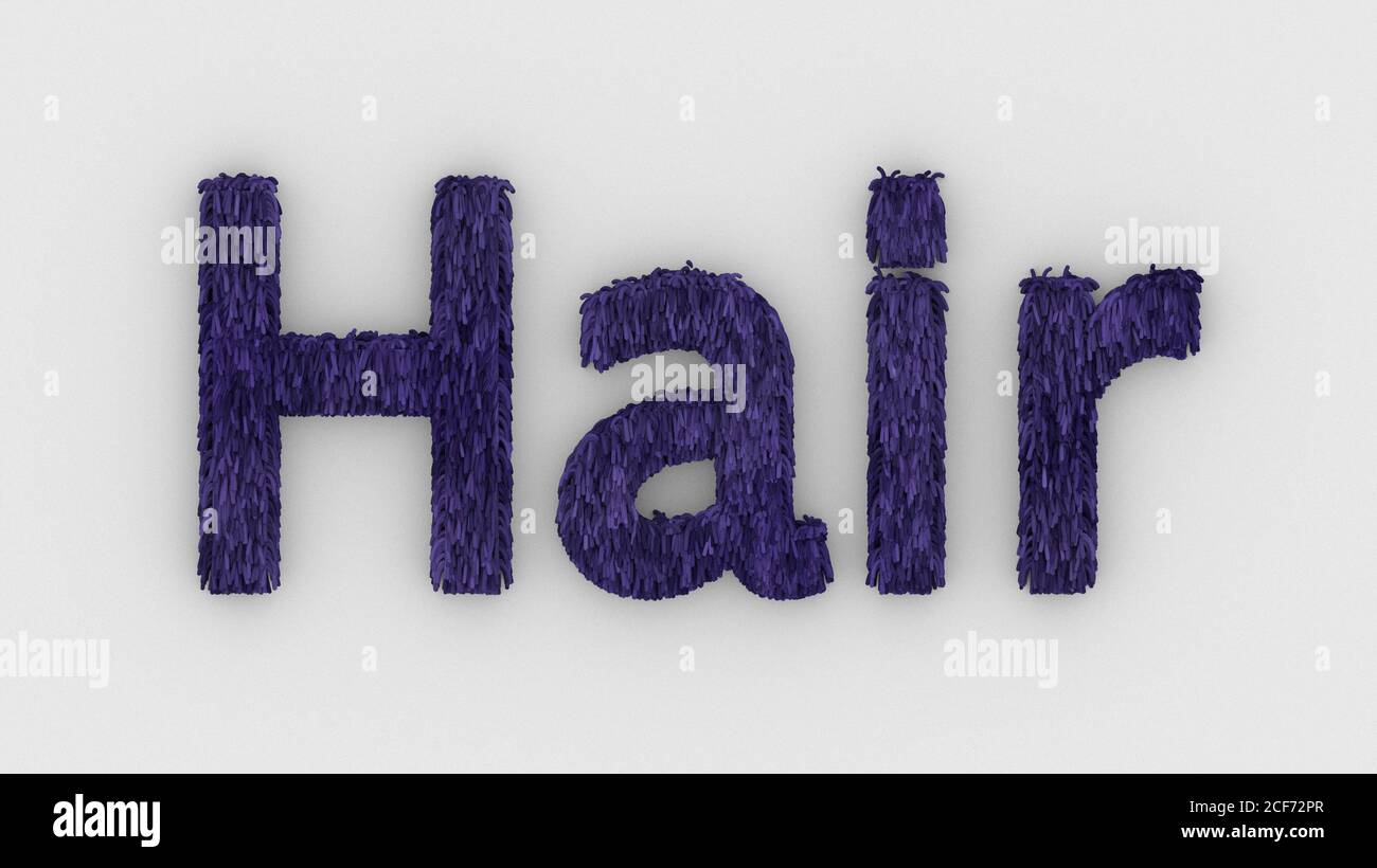 Hair - 3d word brown on white background. sepia old style vintage hair ...