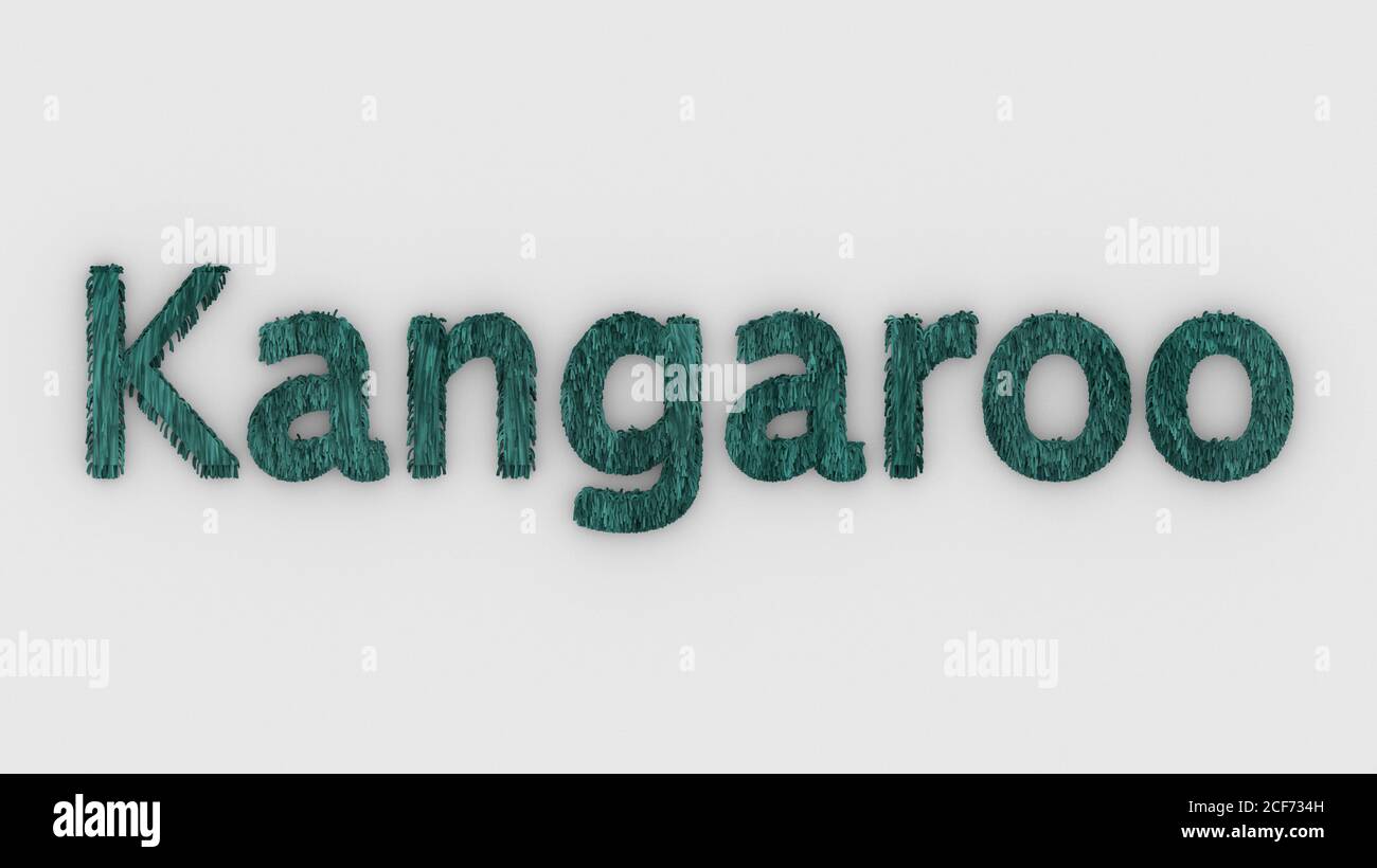 Kangaroo - 3d word azure on white background. render of furry letters ...