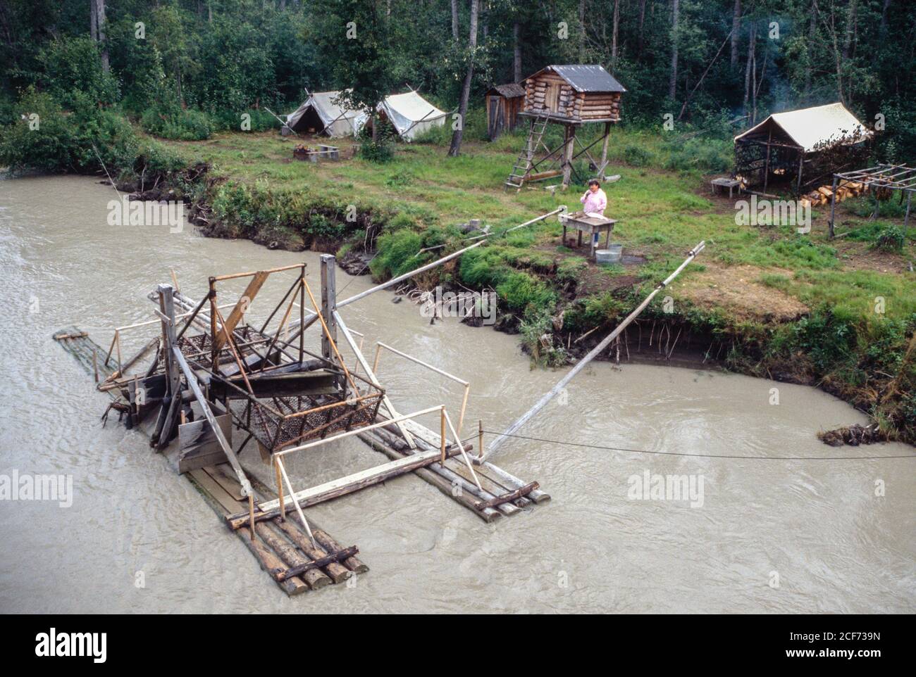Fairbanks, Alaska, USA. Traditional Athabaskan Salmon Trap on the ...