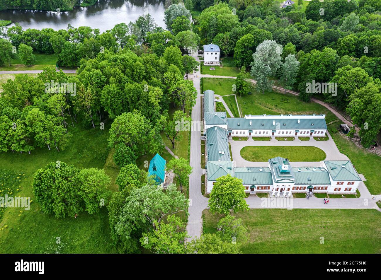 ZALESSE, BELARUS - JUNE 7, 2020: Old manor with beautiful park of the ...