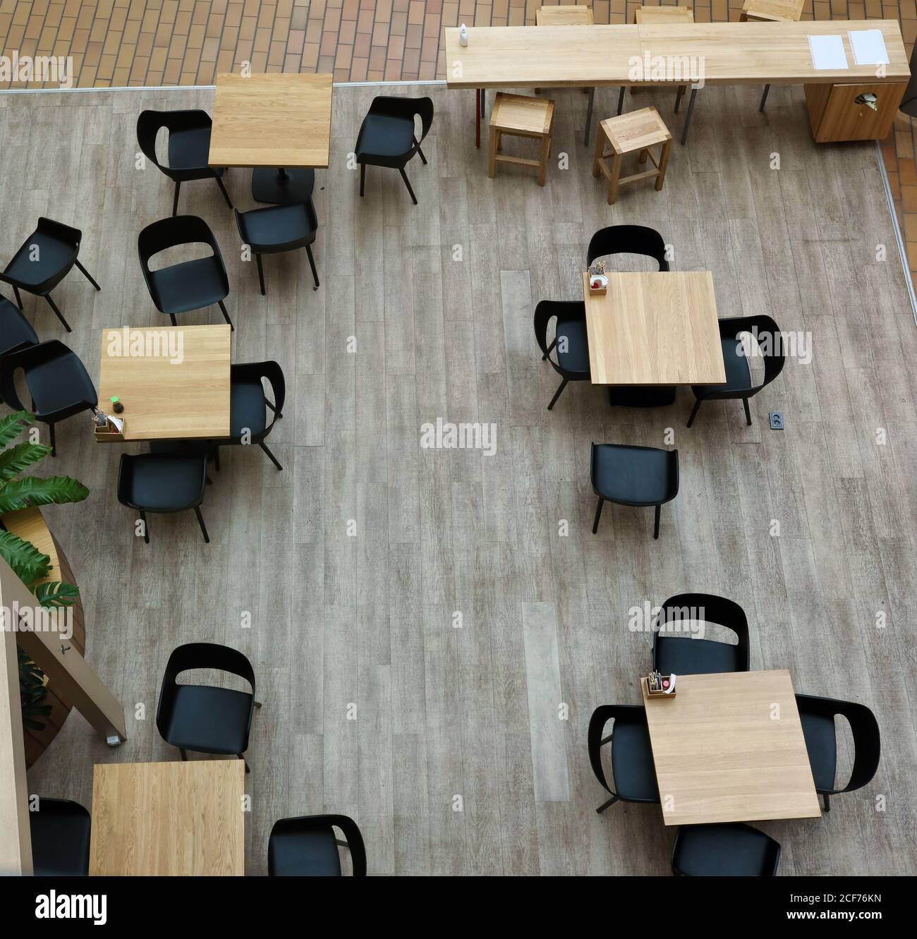 Empty cafe in city mall. View from above Stock Photo - Alamy