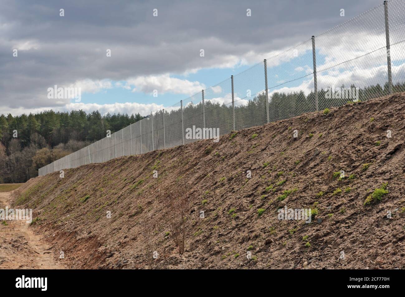The protected area in forest is protected by a steel lattice fence ...
