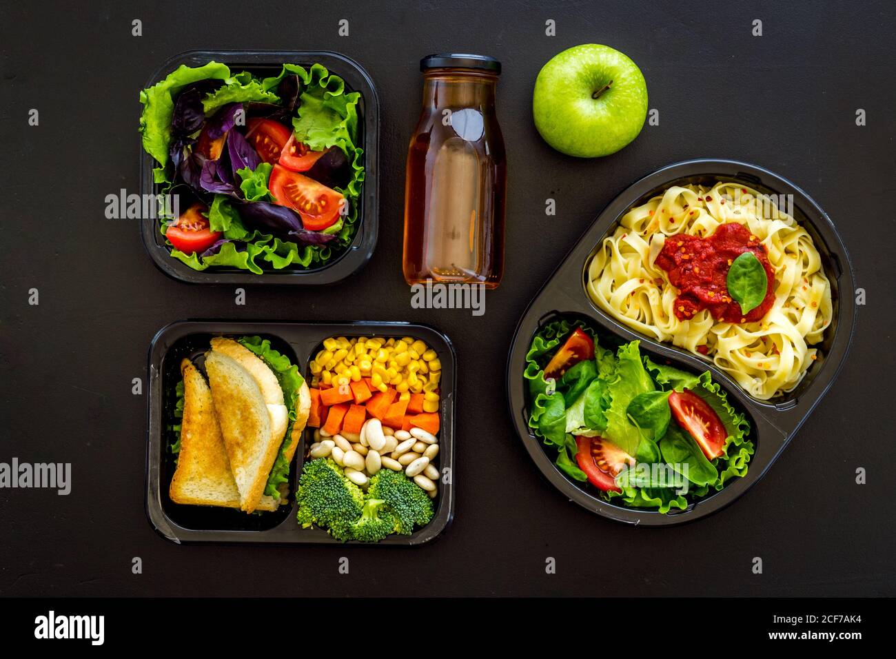 Restaurant food delivery, lunch boxes for daily nutrition, top view ...