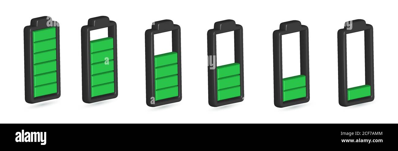 Battery charge indicator icons 3d vector graphics Stock Vector Image ...