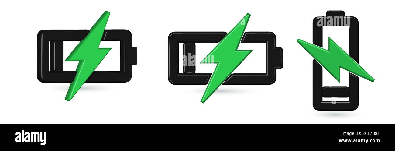 Battery charge indicator icons 3d vector graphics Stock Vector Image ...