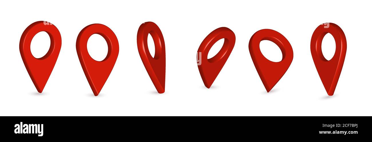 Map pointer 3d pin. Location symbols vector set isolated on white background Stock Vector Image ...