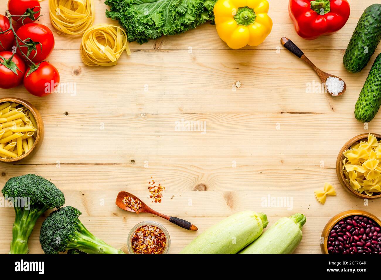 Cooking frame background with vegetables - flat lay from above Stock ...