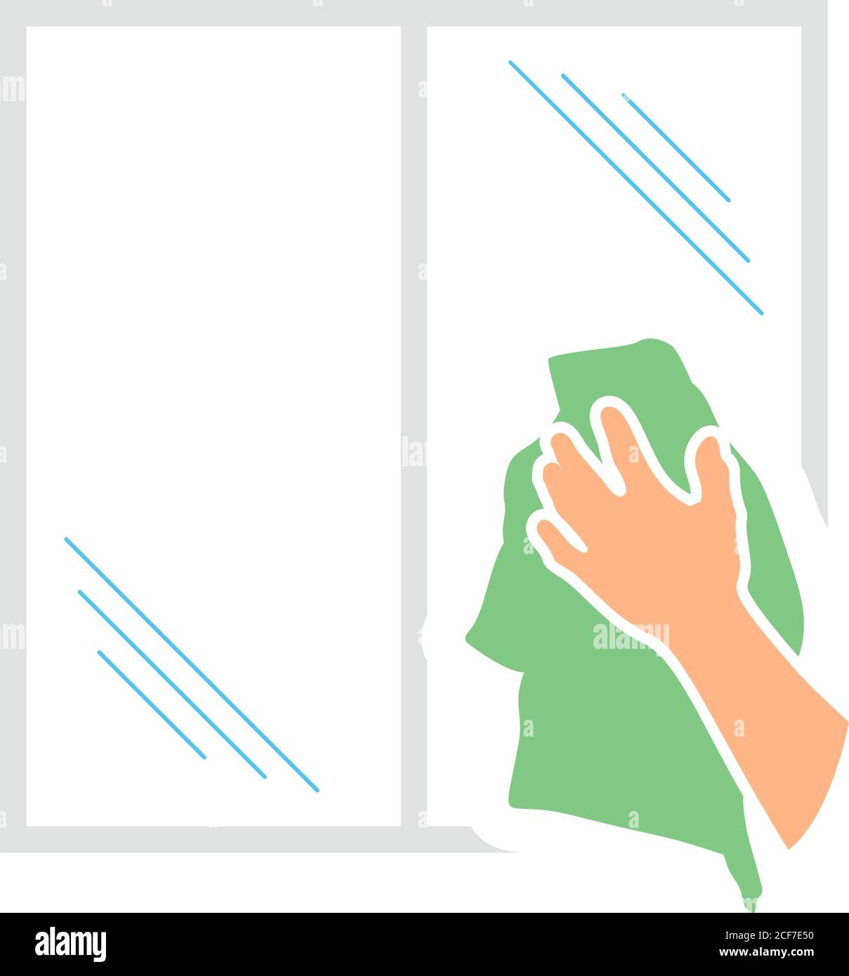 Hand Wiping Window Icon. Flat Color Design. Vector Illustration Stock ...