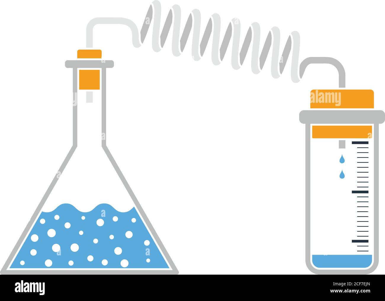 Icon Of Chemistry Reaction With Two Flask. Flat Color Design. Vector ...