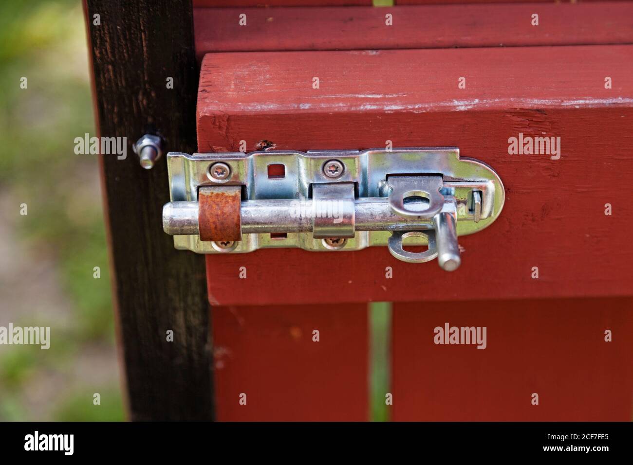 a fastener mounted on the gate Stock Photo - Alamy