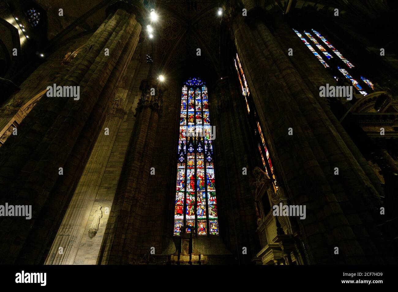 Beautiful stained glass windows in Duomo di Milano in Milan, Italy ...