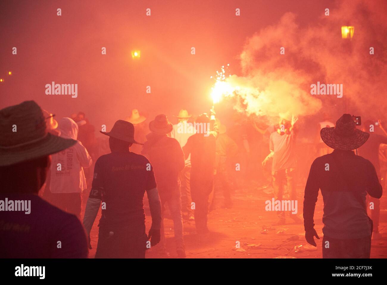 CUBA - DECEMBER 28, 2018: people participating in Popular firework ...