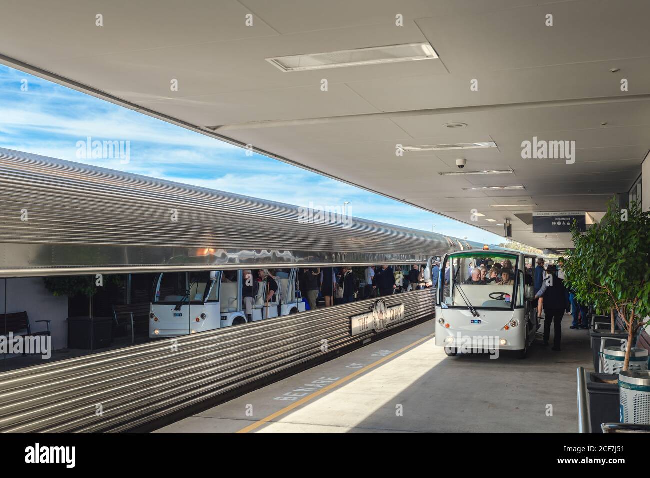 Adelaide Parklands Terminal, South Australia - August 4, 2019: The Ghan ...