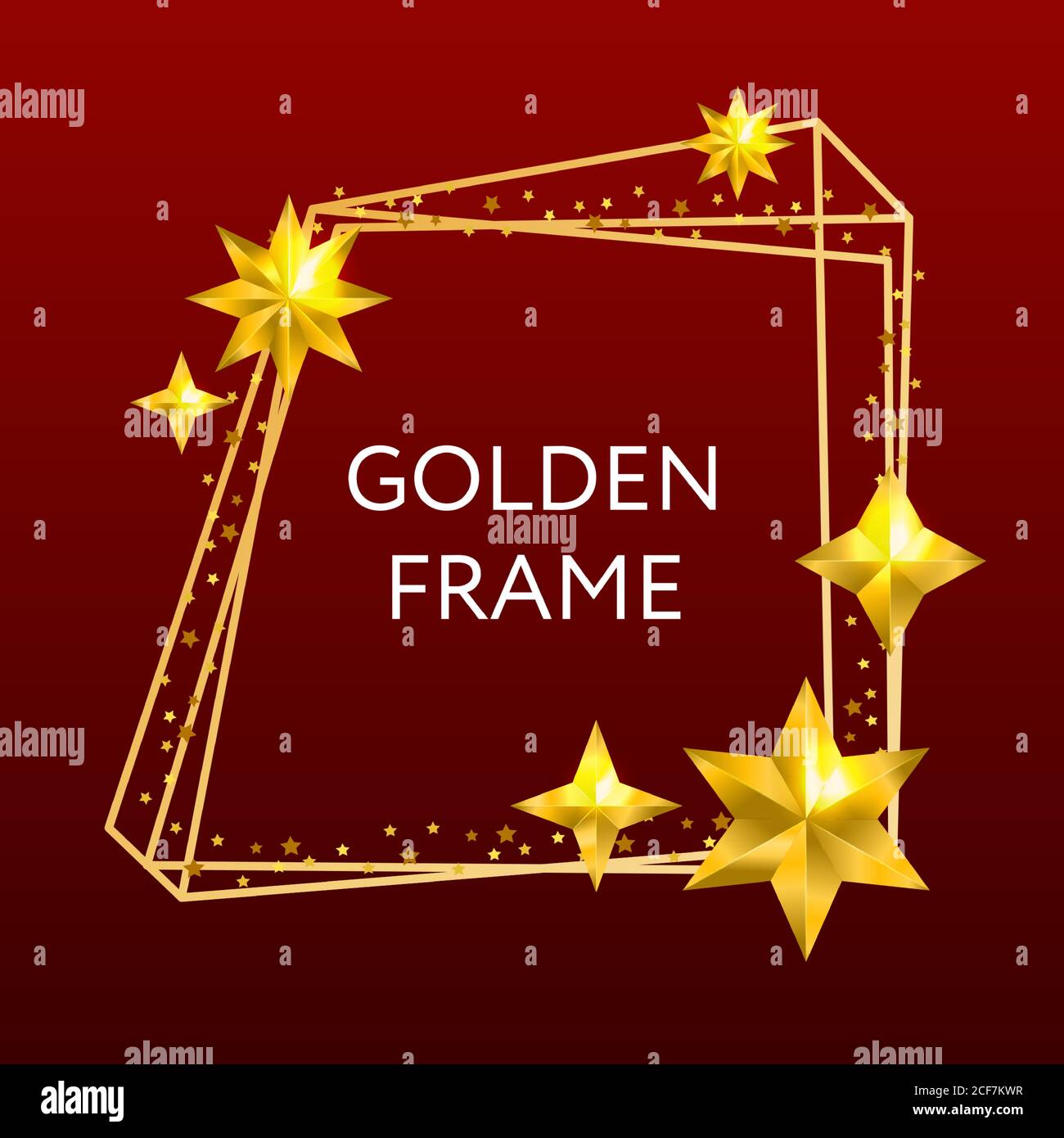 Vector golden frame. Shining rectangle banner. Isolated on black ...