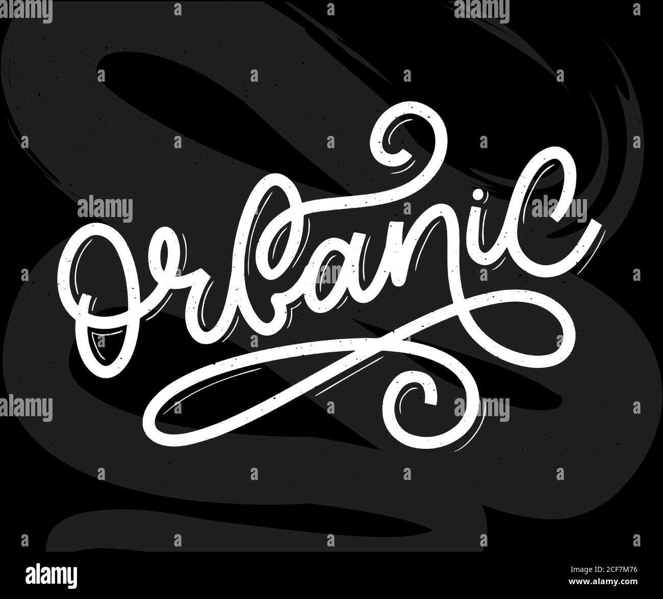 Organic slogan brush lettering. Hand drawn word organic with green ...