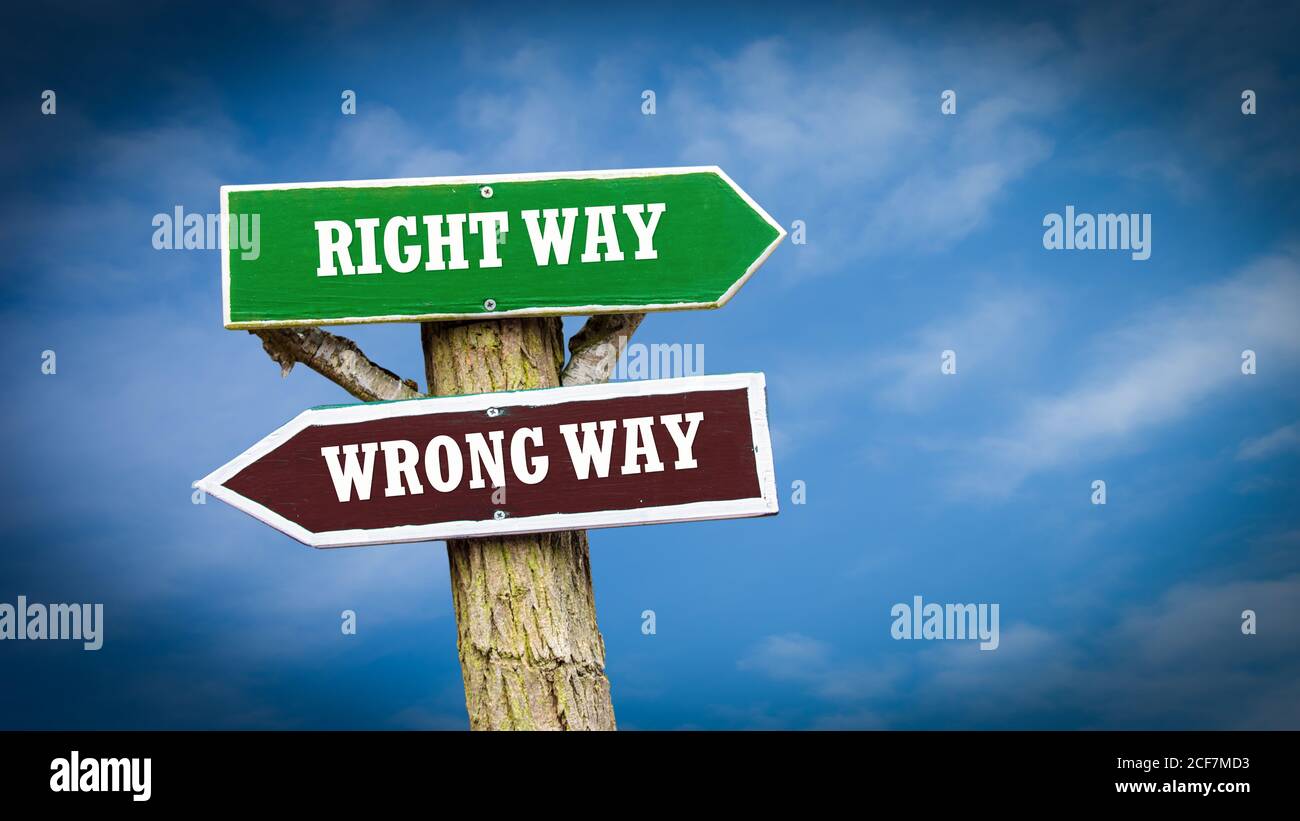 Street Sign RIGHT WAY versus WRONG WAY Stock Photo - Alamy