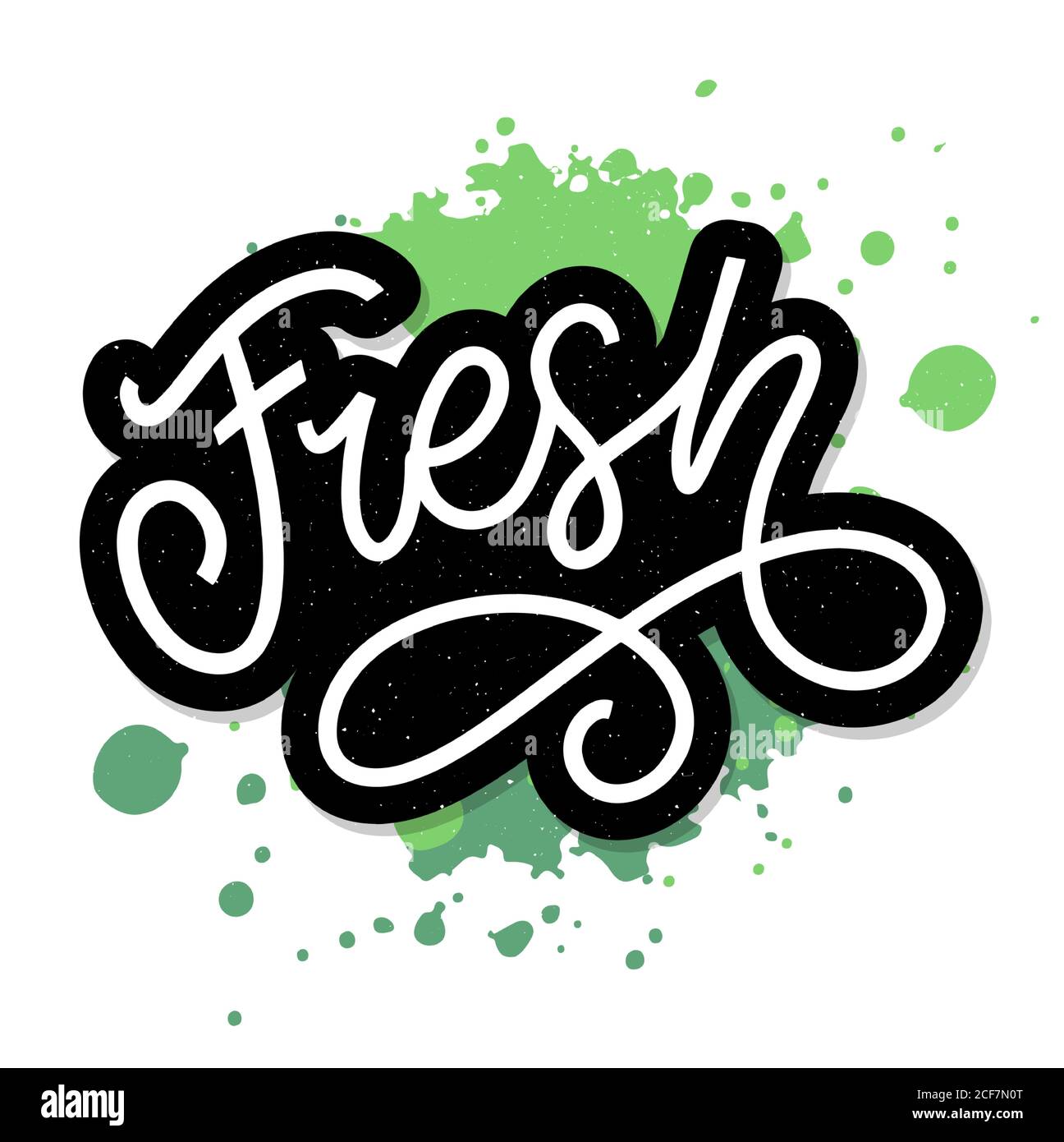 Fresh word hand lettering. Handmade vector calligraphy eco slogan Stock ...