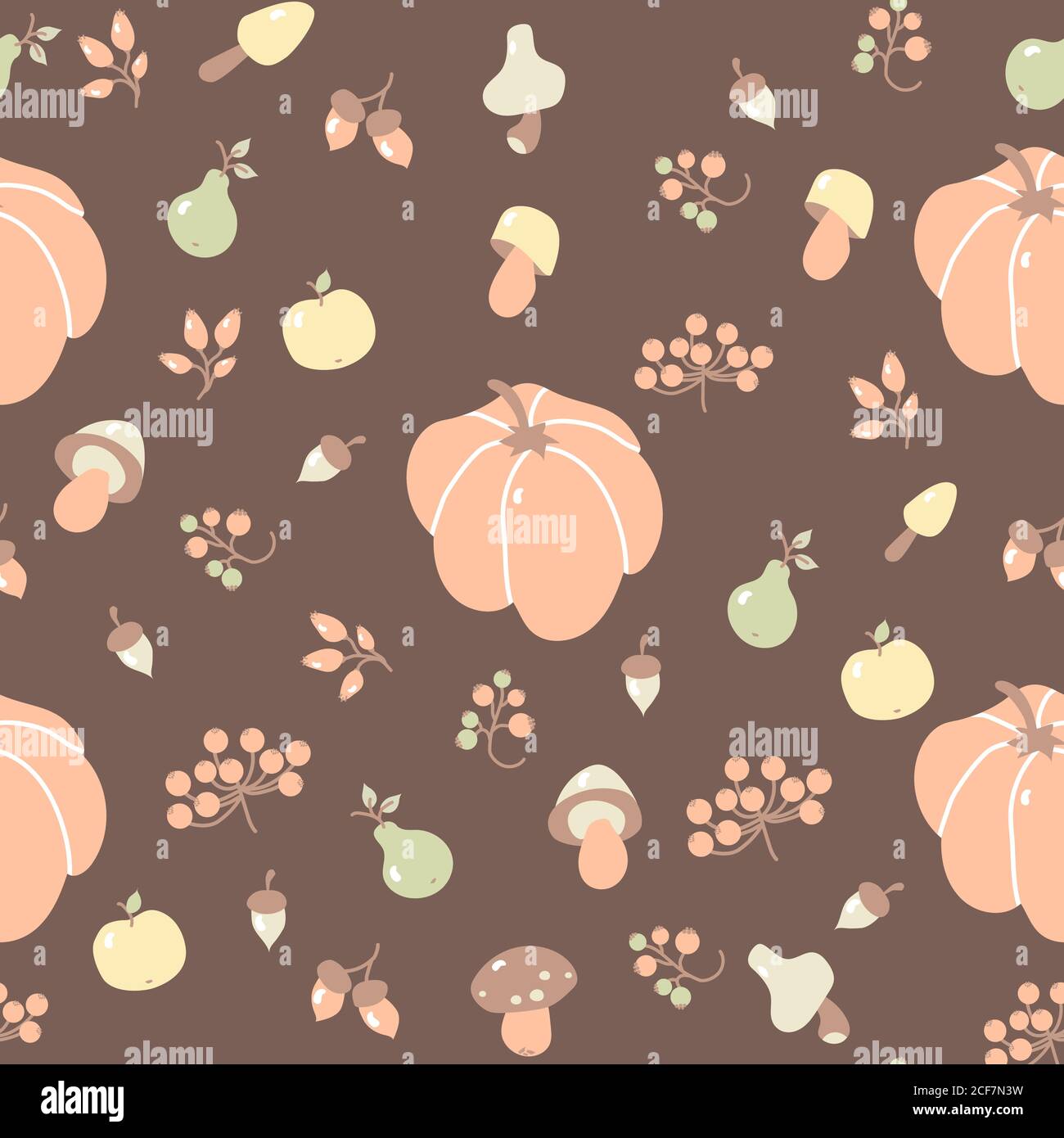 Seamless autumn pattern. Cozy autumn and harvest of fruits - pumpkin ...