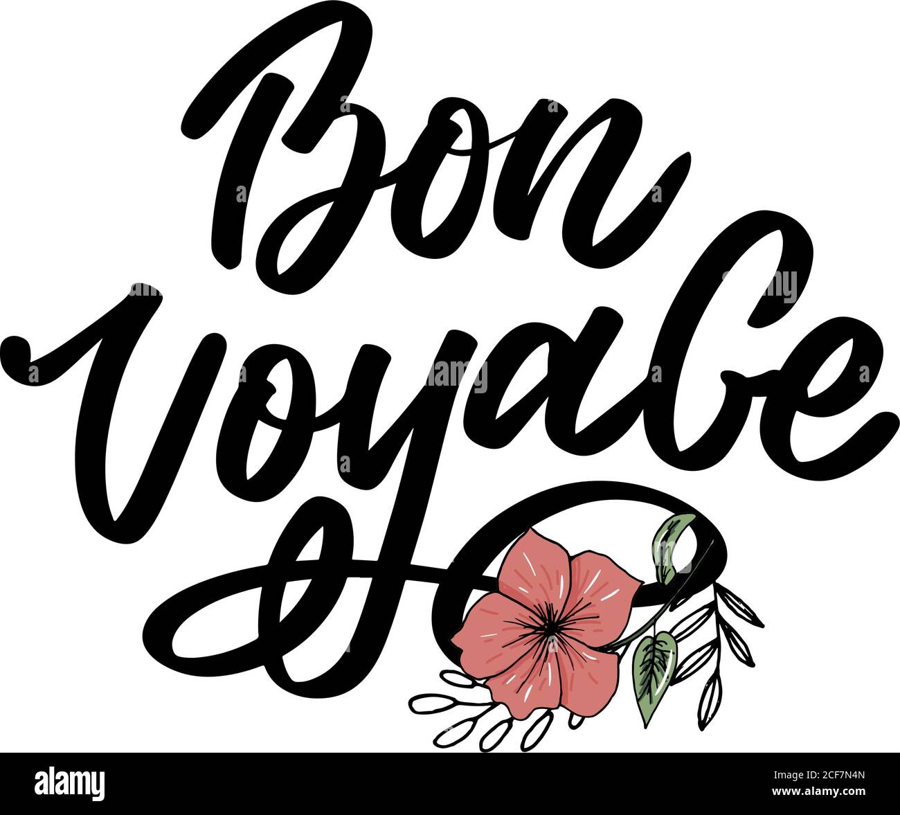 Bon Voyage Hand Lettering Vector Calligraphy Travel Stock Vector Image ...