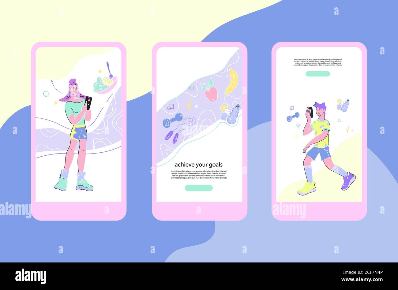 Set of running and sport training app interface templates vector ...