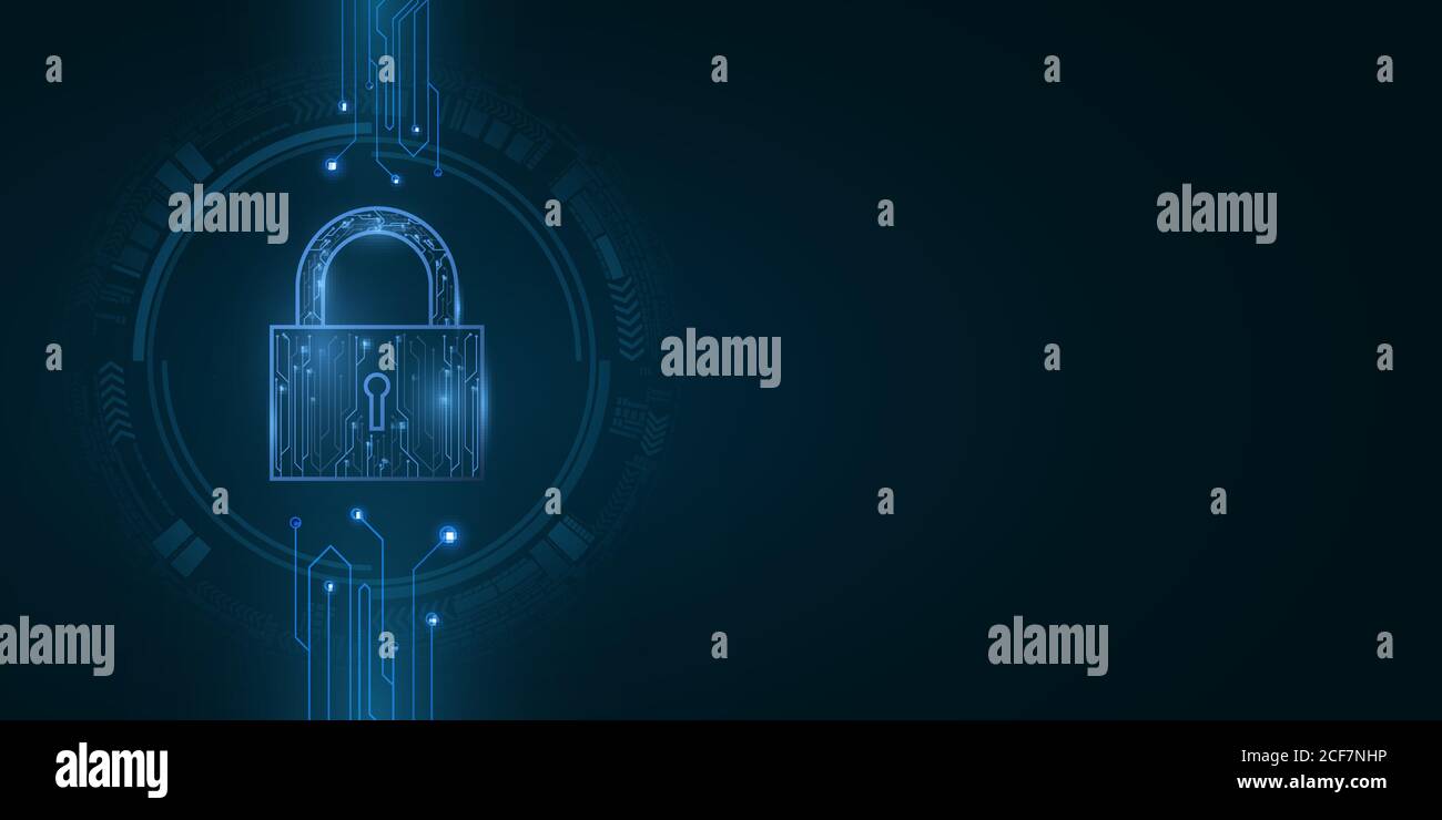 Security futuristic lock in user interface with HUD elements. Password ...