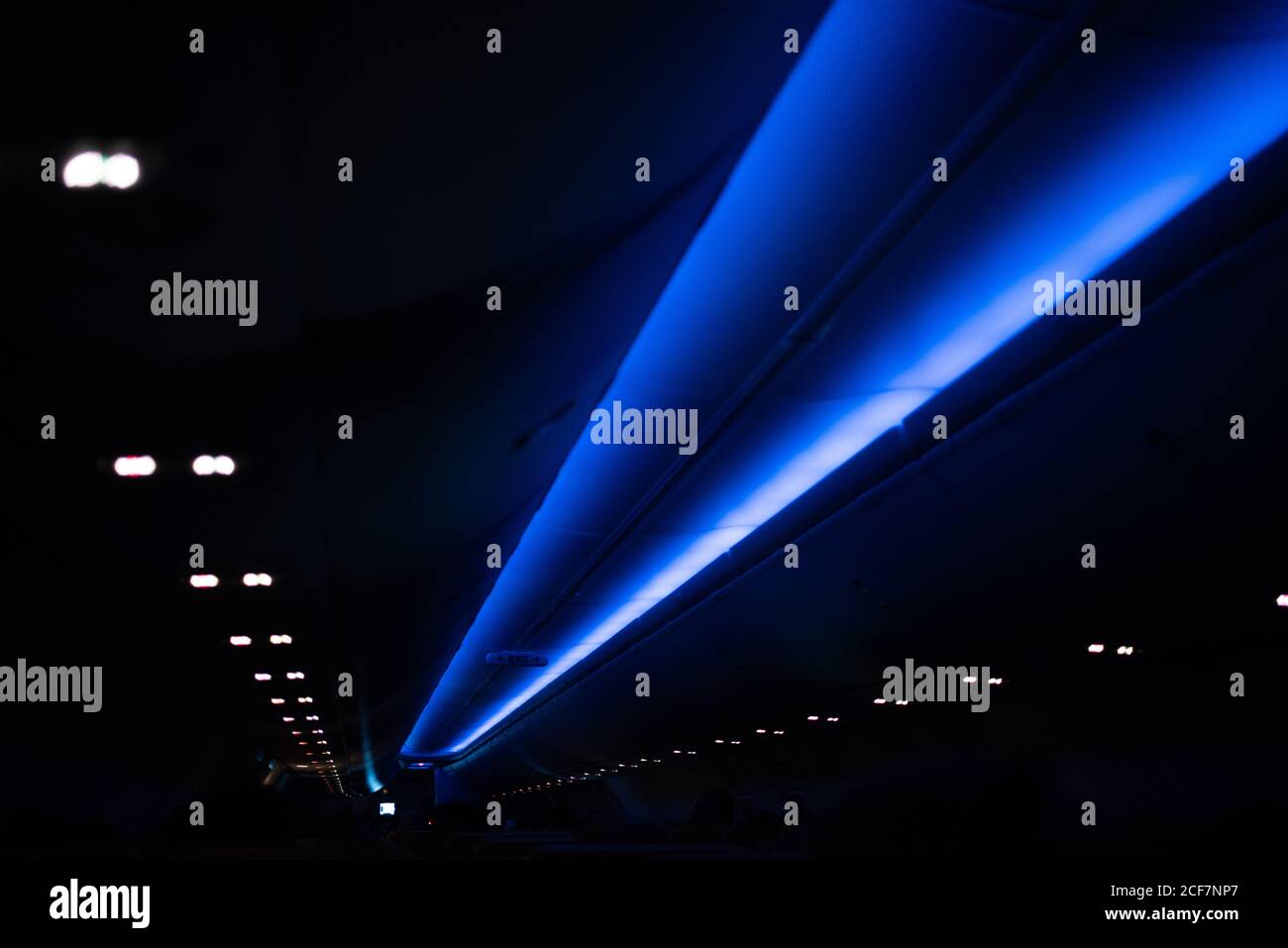 Modern elegant aircraft ceiling compartment with different illuminating ...