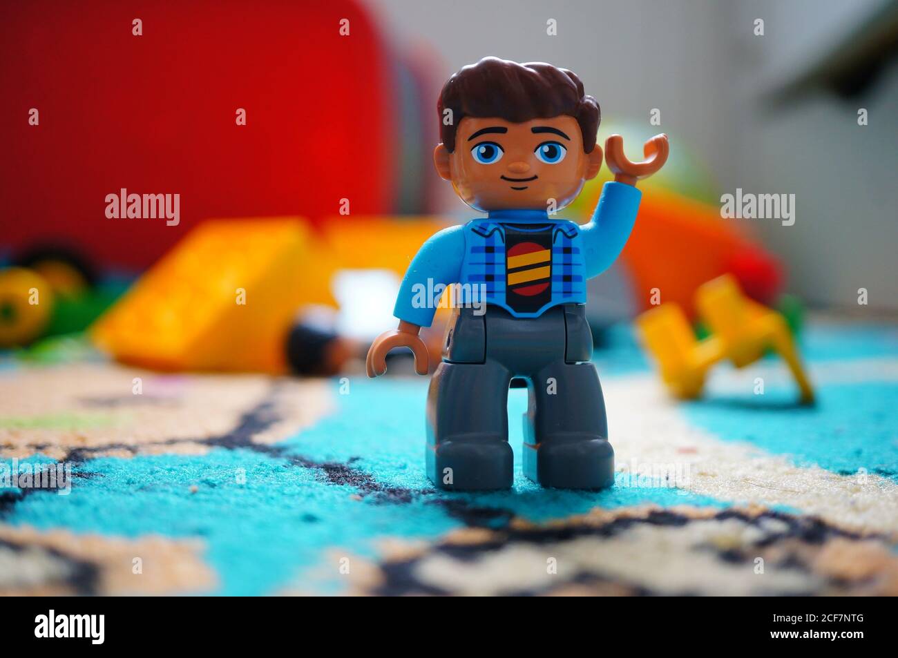 POZNAN, POLAND - Sep 02, 2020: Lego Duplo business man toy figurine in ...