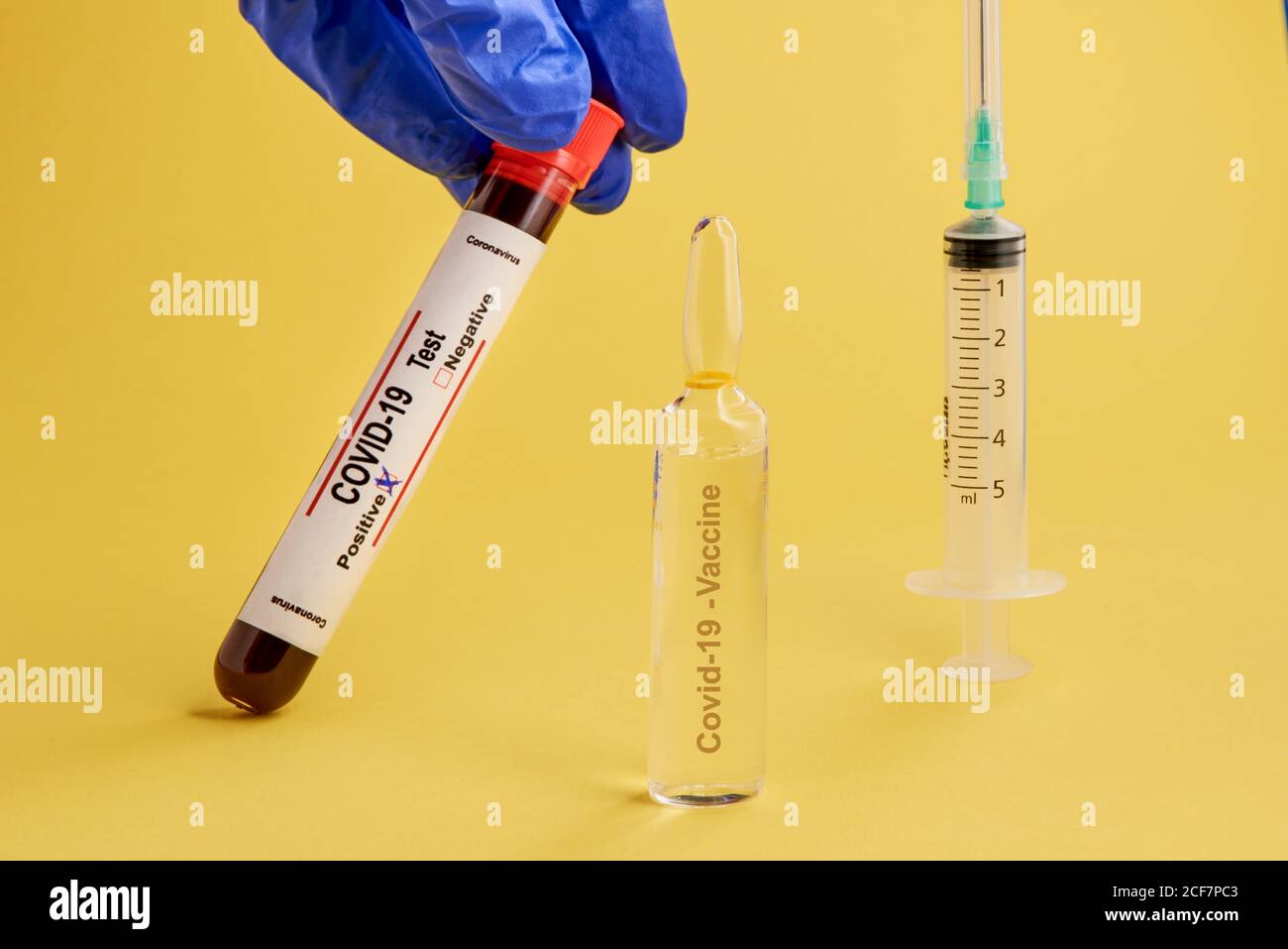 Blood test sample latex gloves needle syringe hi-res stock photography ...