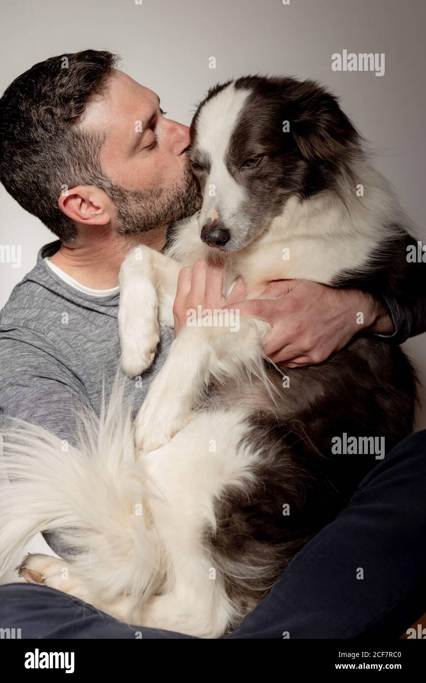 Man and border collie hi-res stock photography and images - Alamy
