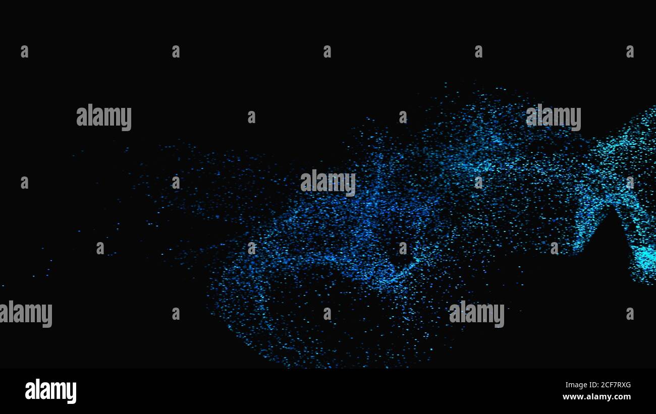 Abstract blue colorful particle wave background. Small round dot on ...