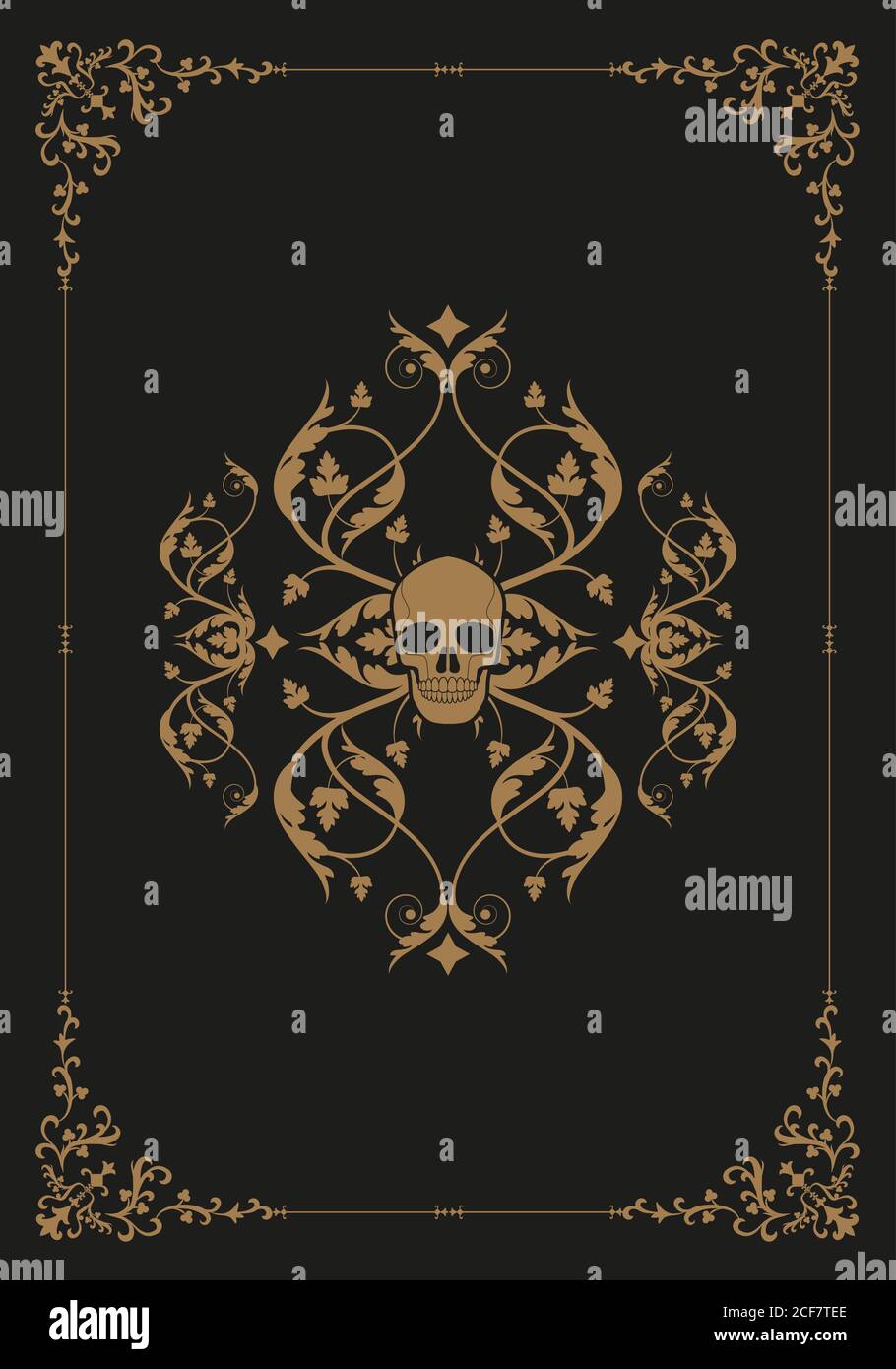 Frame illustration ornamental background with terrifying symbols ...