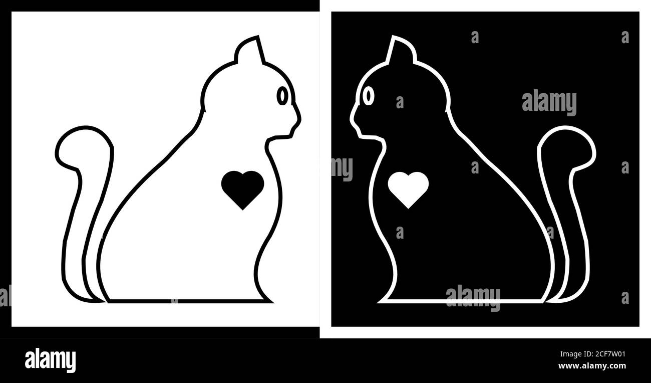 Cat Love Vector Black and White Stock Vector Image & Art - Alamy