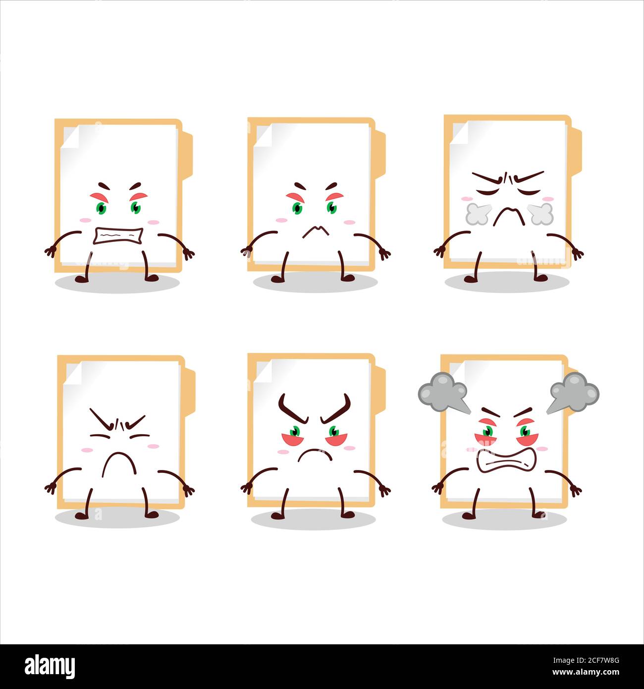 Brown manila folder cartoon character with various angry expressions ...