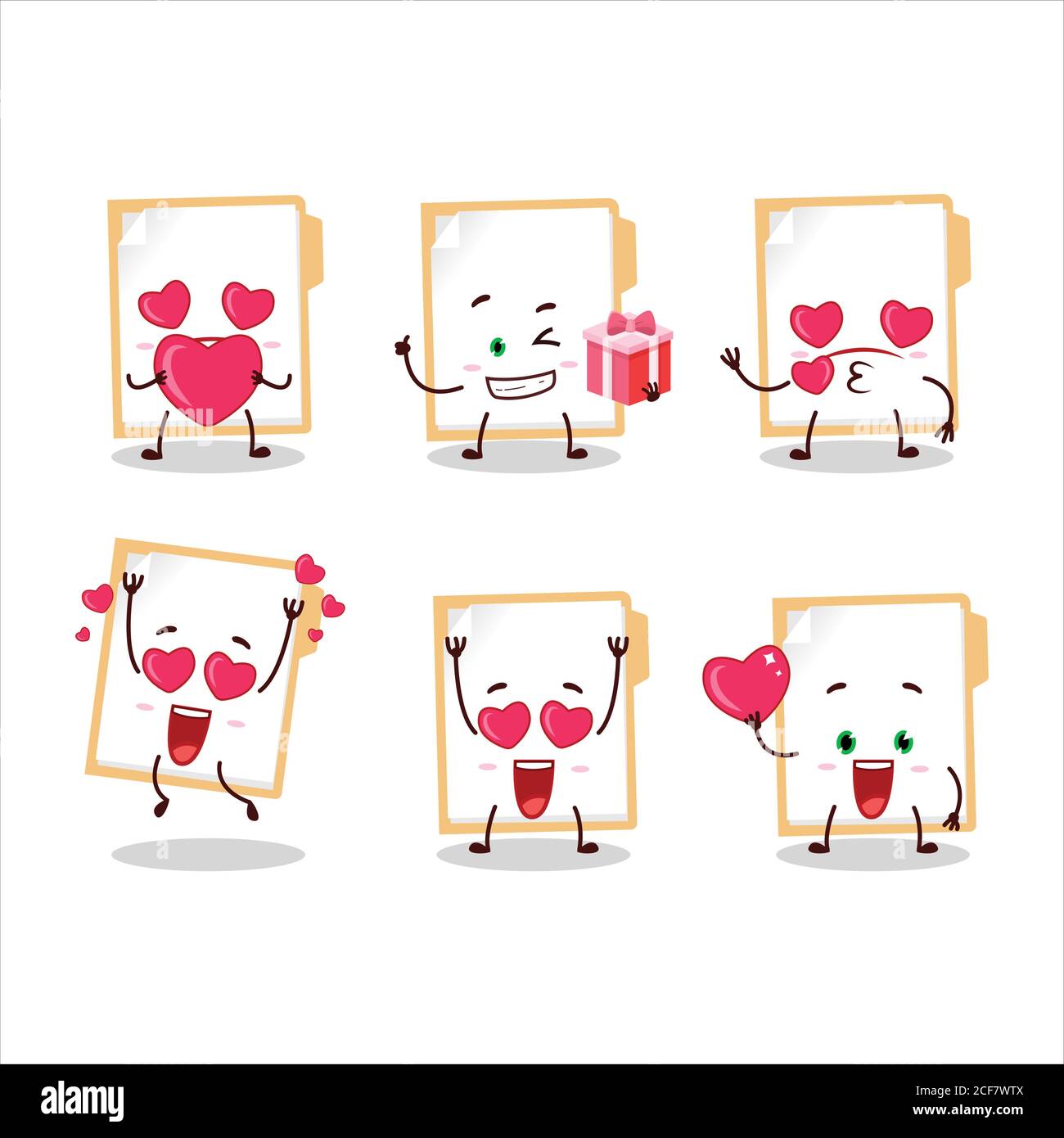 Brown manila folder cartoon character with love cute emoticon Stock ...